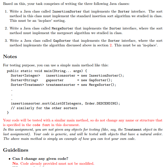 Solved 1 Overview In class, we have seen sorting algorithms | Chegg.com