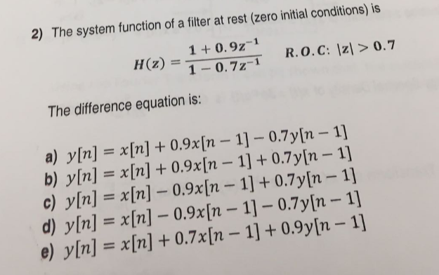 Solved The System Funtion System Of A Filter Rest Zero 