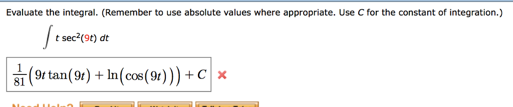Solved Evaluate the integral. (Remember to use absolute | Chegg.com