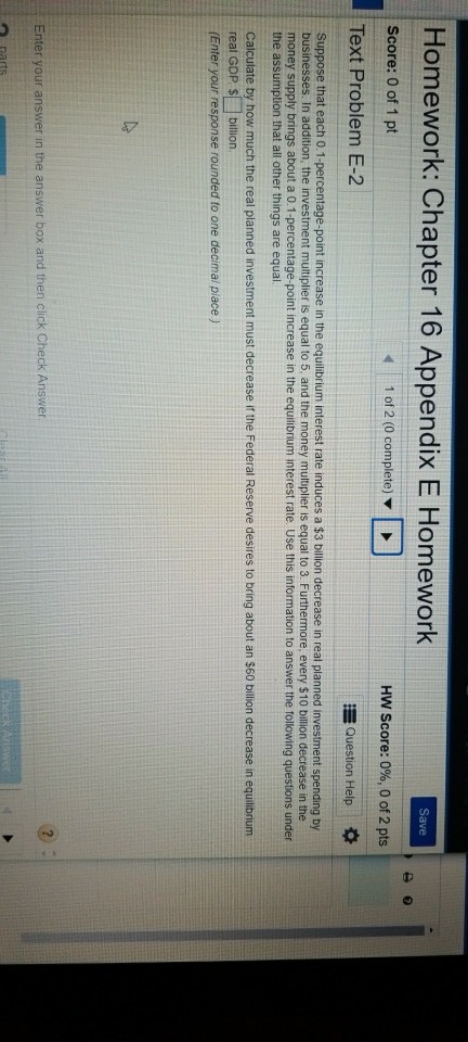 Solved Homework Chapter 16 Appendix E Homework Score 0 Of