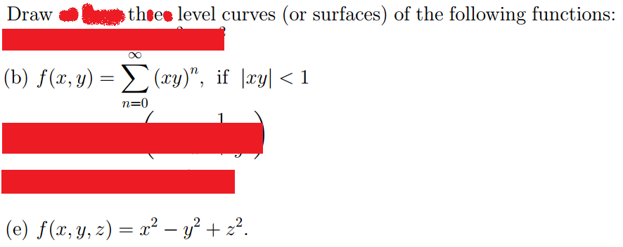 Solved Draw the level curves (or surfaces) of the following | Chegg.com