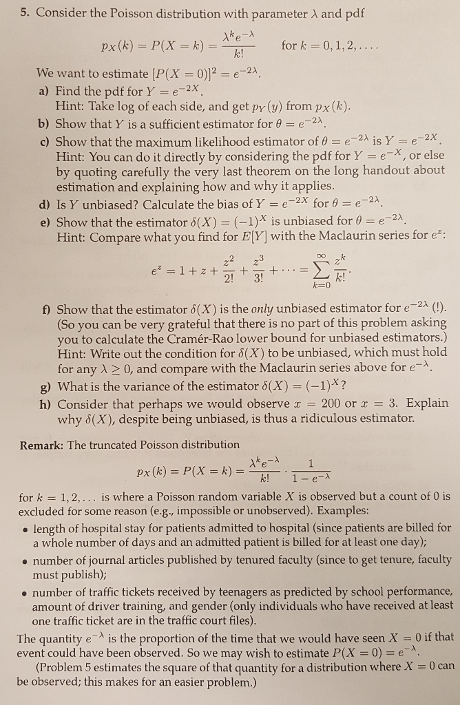 Solved Consider the Poisson distribution with parameter A | Chegg.com