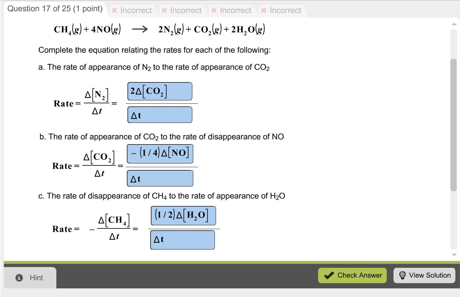Solved CH4(g) + 4NO(g) rightarrow 2N2(g) + CO2(g) + 2H2O(g) | Chegg.com