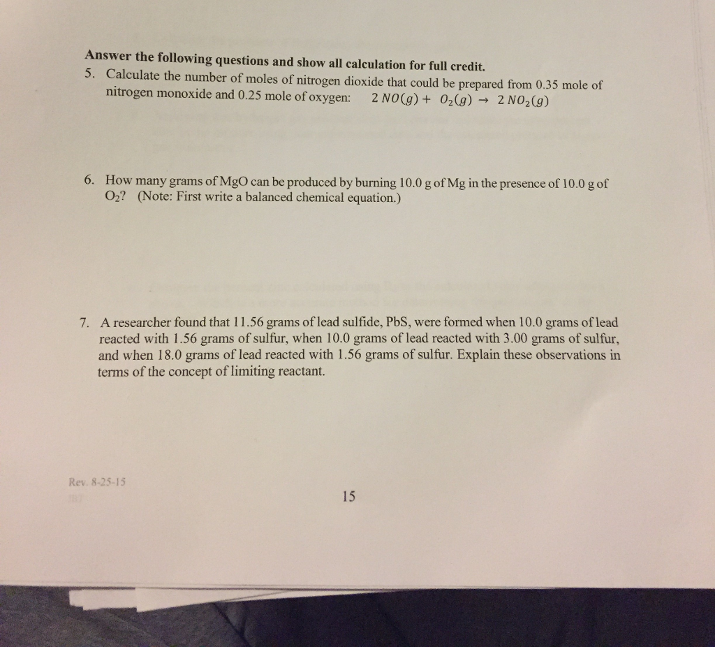 Solved Calculate The Number Of Moles Of Nitrogen Dioxide
