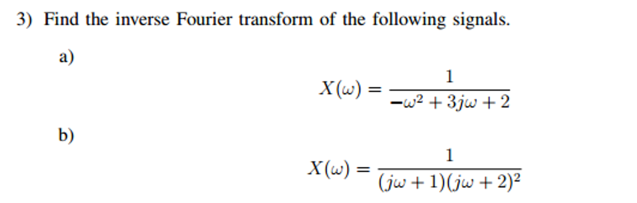 Solved Find the inverse Fourier transform of the following | Chegg.com