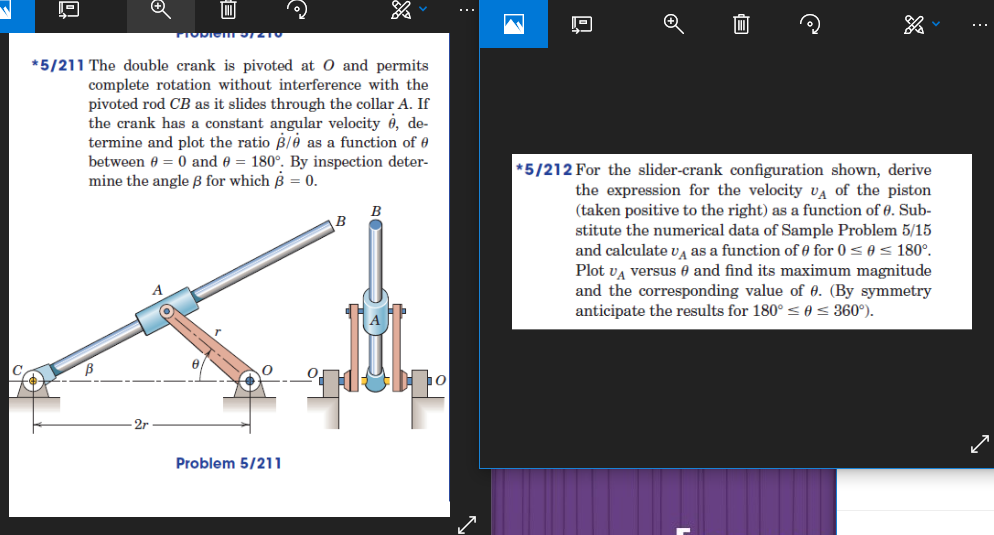 Solved 5/211 The double crank is pivoted at O and | Chegg.com