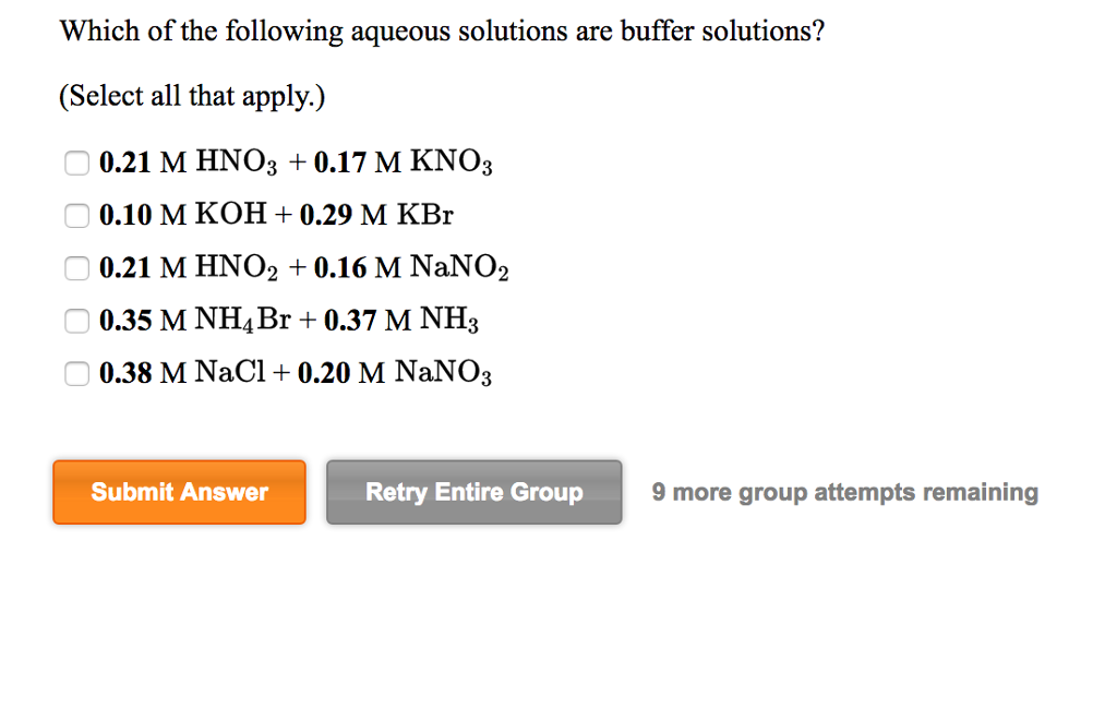 Solved Which of the following aqueous solutions are buffer | Chegg.com