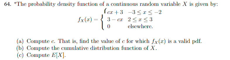 Solved 64·"The probability density function of a continuous | Chegg.com