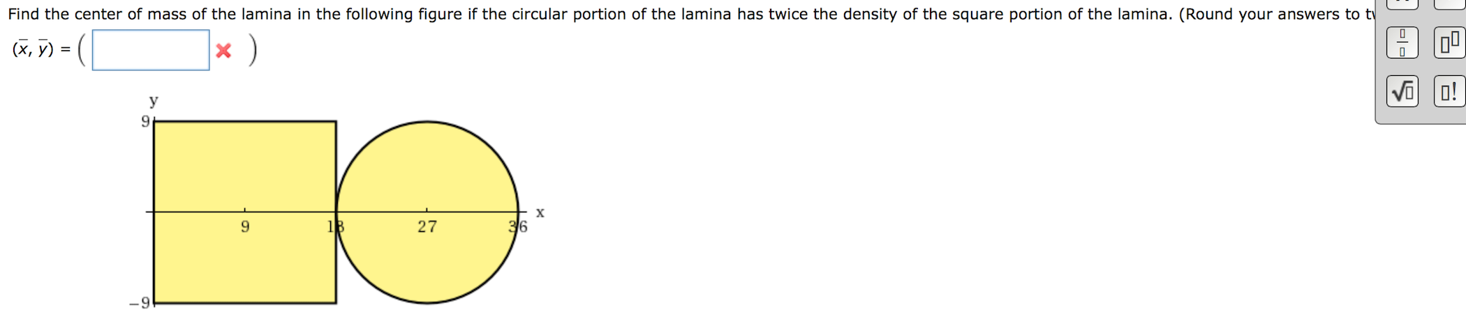 Solved Find the center of mass of the lamina in the | Chegg.com