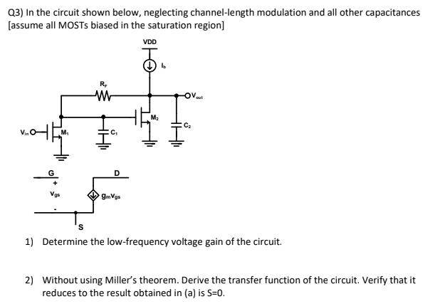 Solved Q3) In the circuit shown below, neglecting | Chegg.com