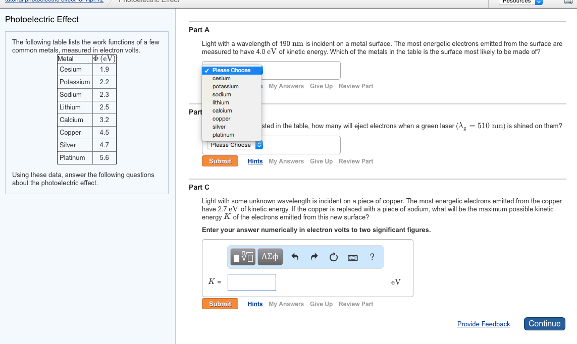Solved The following table lists the work functions of a few | Chegg.com