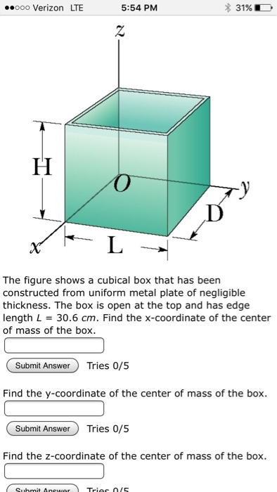 Solved The figure shows a cubical box that has been | Chegg.com