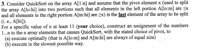 Solved 3 Consider Quicksort On The Array Alln And Assume 9535