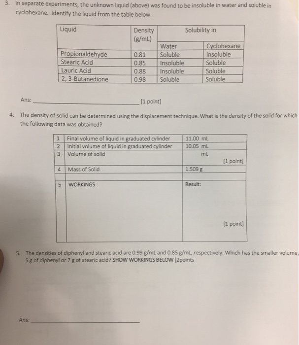 Solved In separate experiments, the unknown liquid (above) | Chegg.com