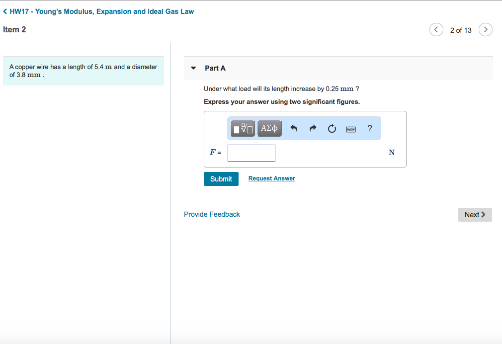 Solved HW17-Young's Modulus, Expansion and Ideal Gas Law | Chegg.com
