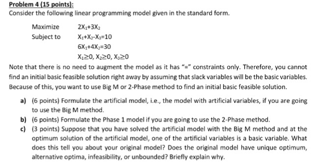 Solved Consider the following linear programming model given | Chegg.com