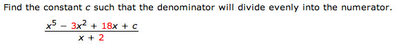 Solved Find the constant c such that the denominator will | Chegg.com