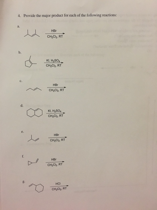 Solved Provide the major product for each of the following | Chegg.com