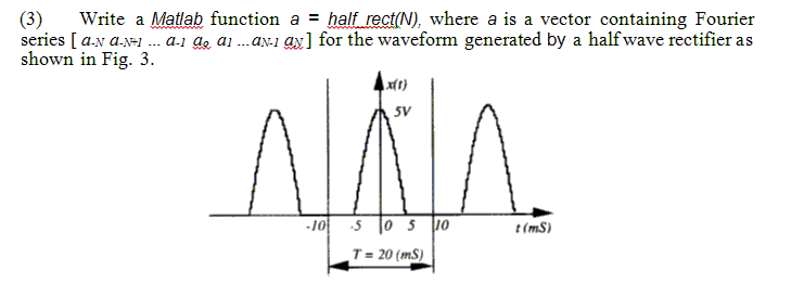 Solved Write a Matlab function a = half rect (N), where a is | Chegg.com