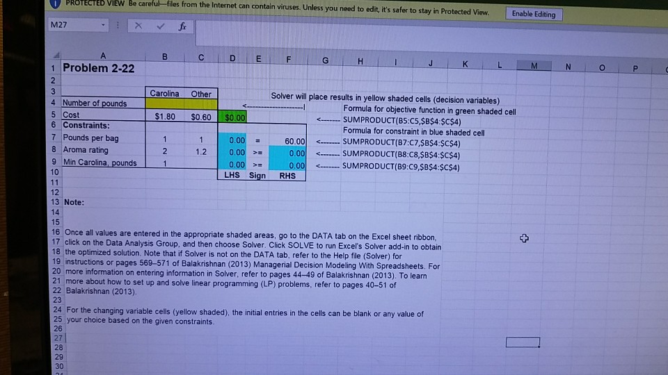 Solved PROTECTED VIEW Be careful files from the Internet can | Chegg.com