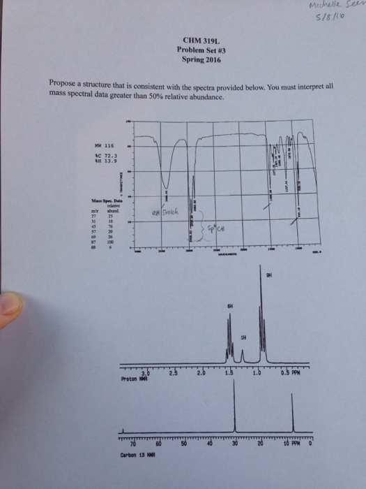 Solved Propose a structure that is consistent with the | Chegg.com