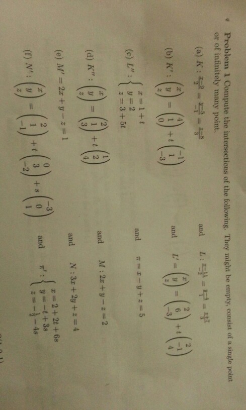 Solved Problem 1 Compute the intersections of the following. | Chegg.com