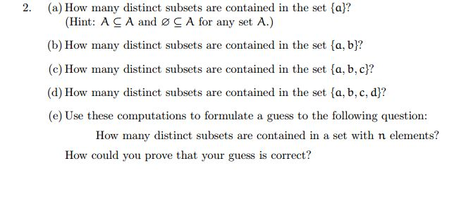 How many distinct subsets are contained in the set | Chegg.com