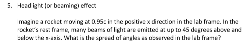 Solved 5. Headlight (or beaming) effect Imagine a rocket | Chegg.com