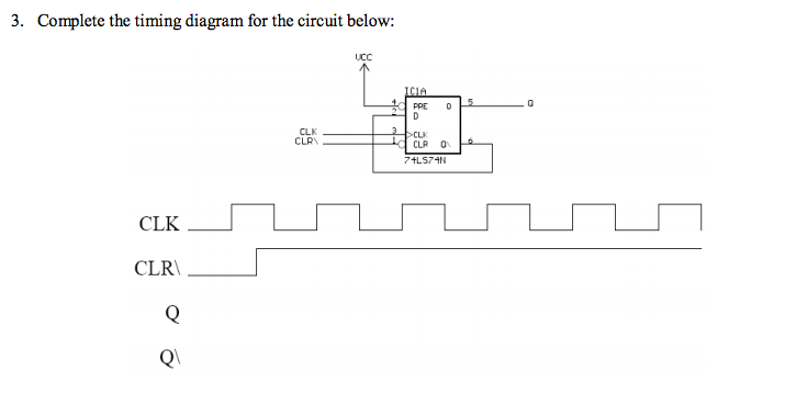 Solved Complete the timing diagram for the circuit below: | Chegg.com