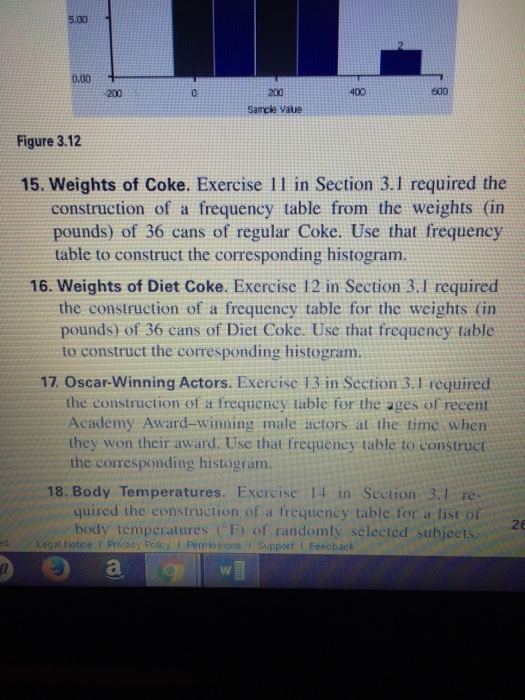 Solved Weights of Coke. Exercise 11 in Section 3.1 required | Chegg.com