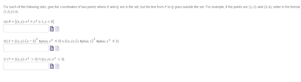 Solved For each of the following sets, give the coordinates | Chegg.com