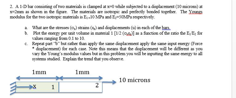 Solved A 1-D bar consisting of two materials is clamped at | Chegg.com