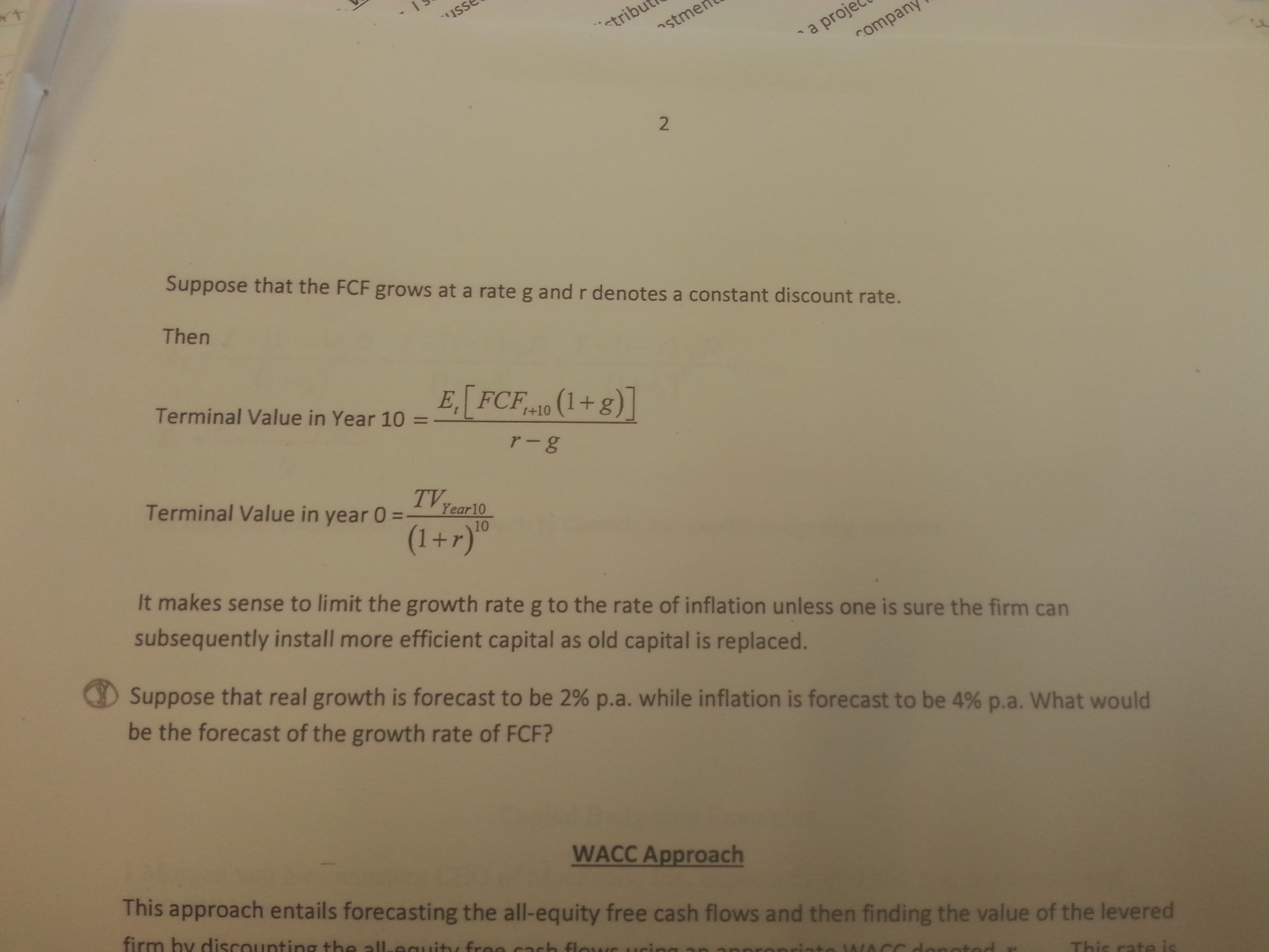 Solved So FCF = GCF - Delta NWC - CAPX Terminal Value | Chegg.com