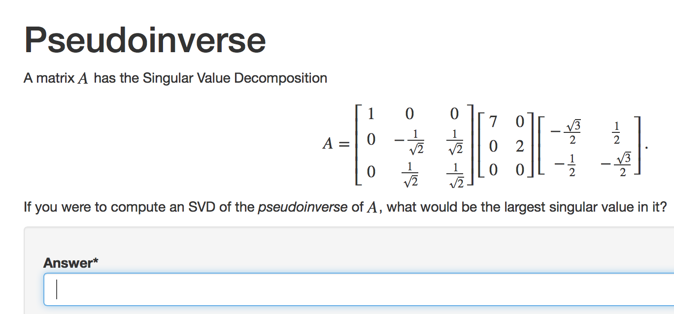 Solved A Matrix A Has The Singular Value Decomposition If