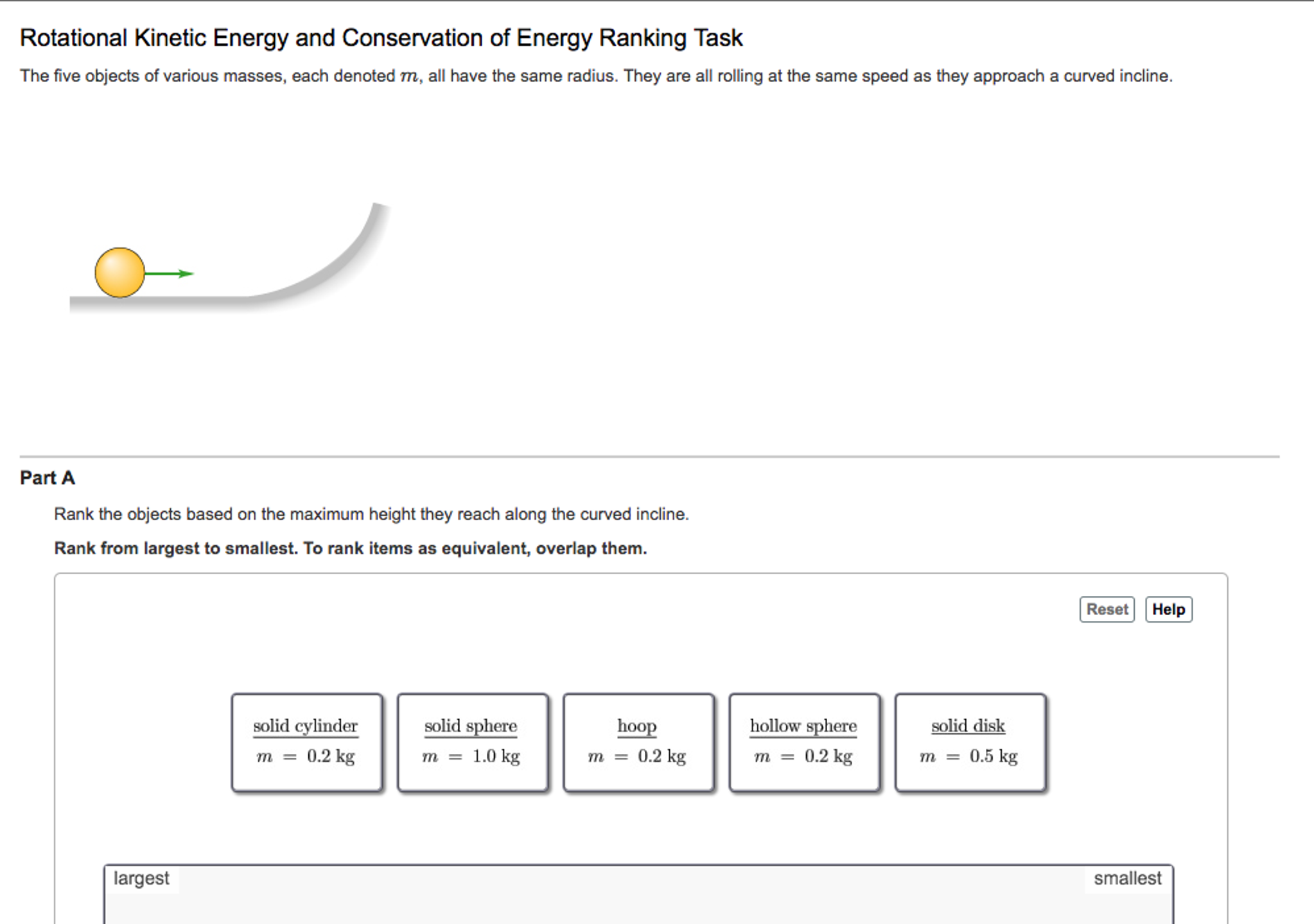Solved The five objects of various masses, each denoted to, | Chegg.com