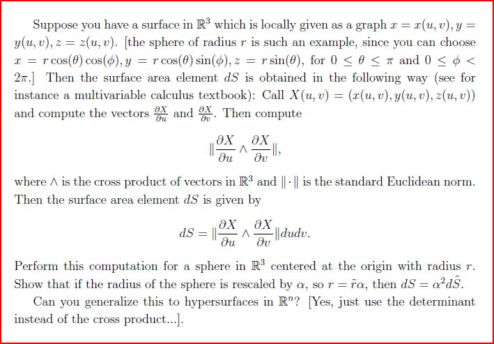 Suppose you have a surface in R3 which is locally | Chegg.com