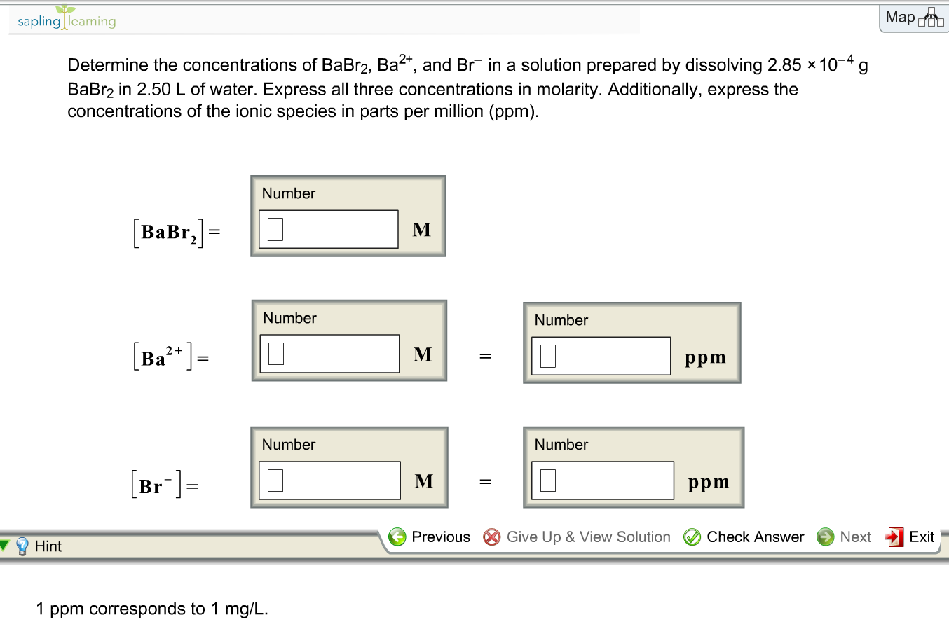 Solved Determine the concentrations of BaBr2, Ba2+, and Br- | Chegg.com