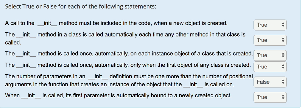 Solved Select True or False for each of the following | Chegg.com