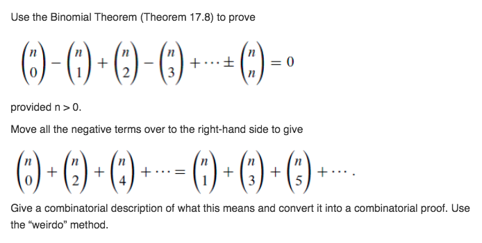 Use the Binomial Theorem (Theorem 17.8) to prove | Chegg.com