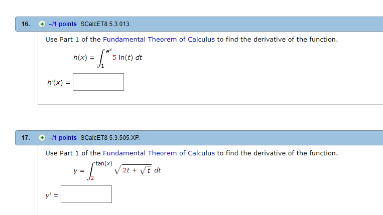 Solved 16. +-/1 points SCalcET8 5.3.013. Use Part 1 of the | Chegg.com Solved 16. +-/1 points SCalcET8 5.3.013. Use Part 1 of the | Chegg.com