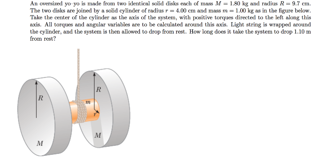 Solved An oversized yo-yo is made from two identical solid | Chegg.com