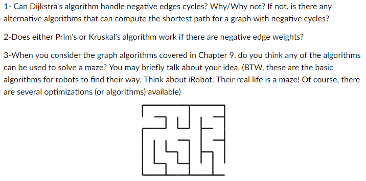1- Can Dijkstra's algorithm handle negative edges | Chegg.com