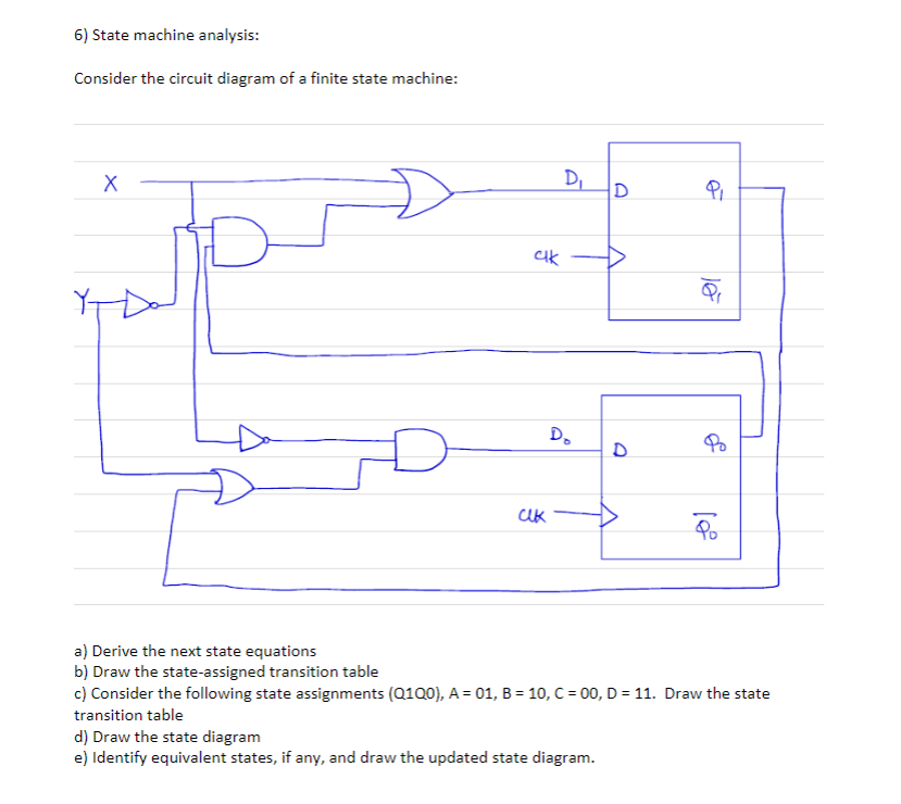 Solved 6) State machine analysis: Consider the circuit | Chegg.com