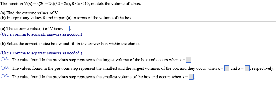 Solved Find the extreme values of V. Interpret any values | Chegg.com