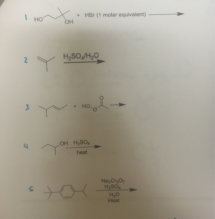 Solved HBr (1 molar equivalent) + HO OH + HO H2SO4 heat | Chegg.com