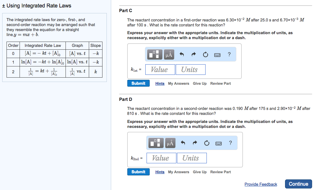 Solved The integrated rate laws for zero-, first-, and | Chegg.com