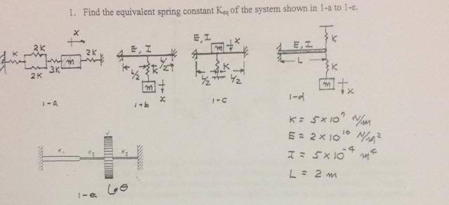 Solved Find the equivalent spring constant K_aq of the | Chegg.com