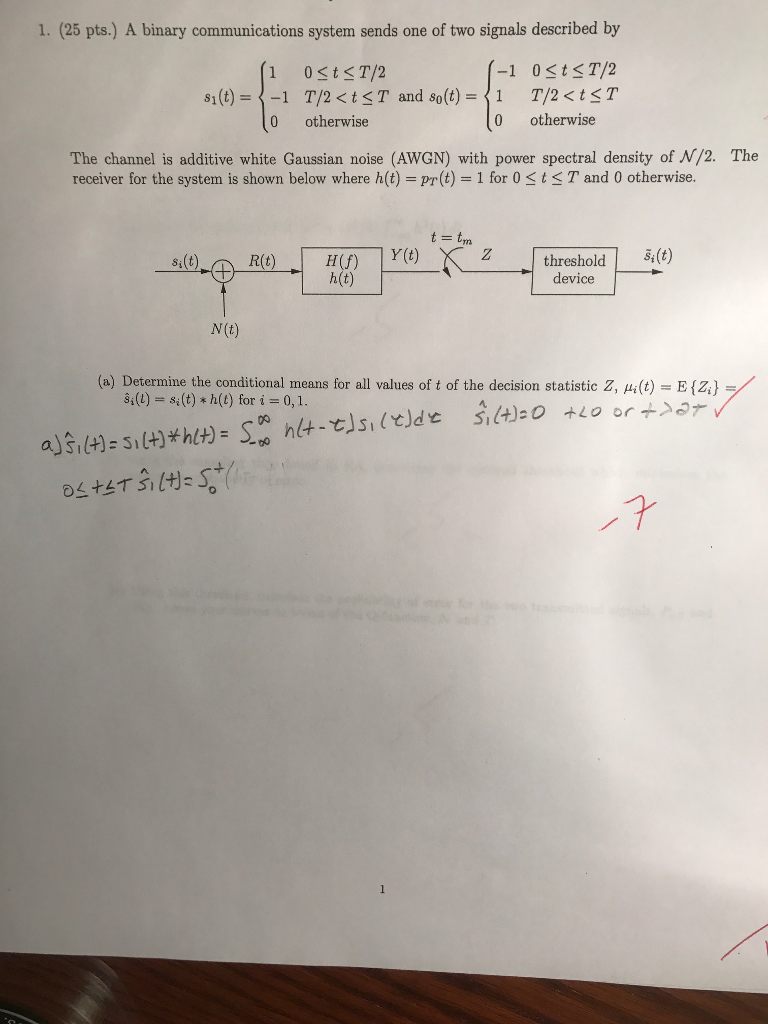 1 25 Pts A Binary Communications System Sends One