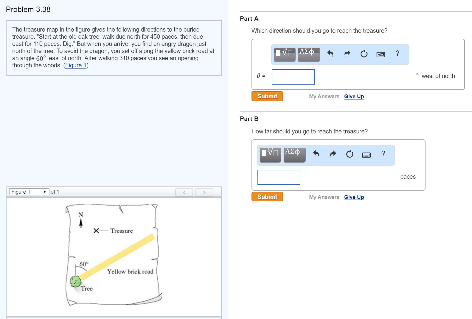 Solved The treasure map in the figure gives the following | Chegg.com