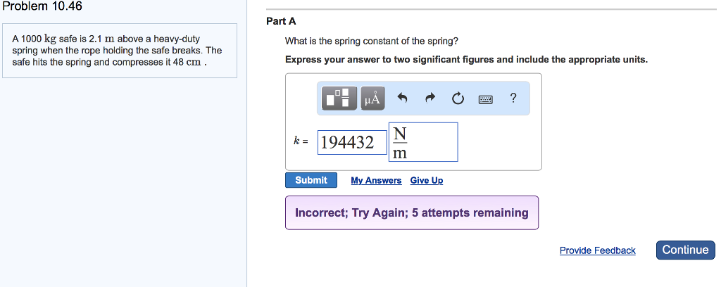 Solved Problem 10.46 Part A A 1000 kg safe is 2.1 m above a | Chegg.com